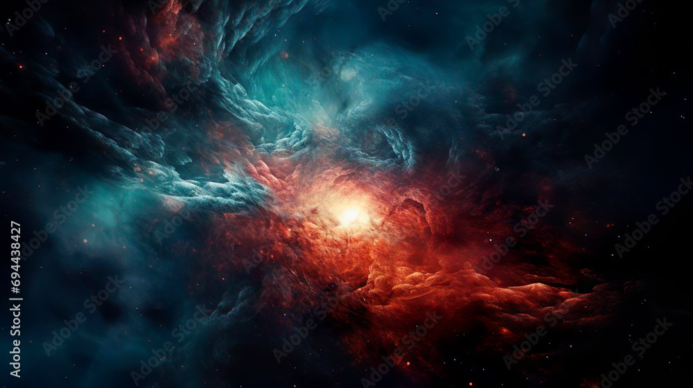 Birth of supernova star. Big bang explosion in outer space. The genesis ...