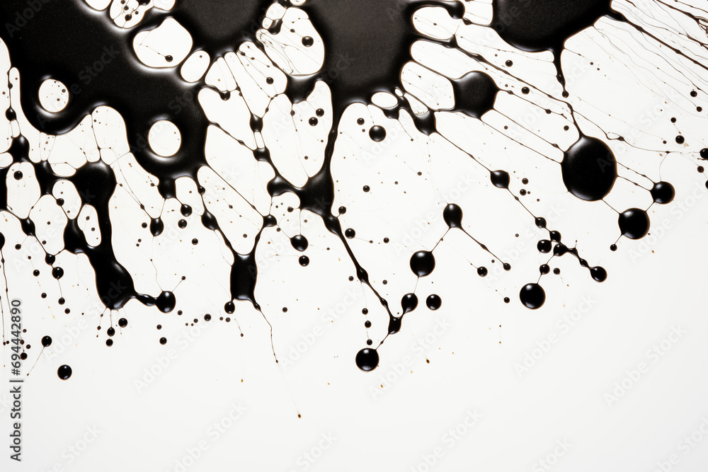 Zoomed-in detail of a drop of ink spreading on blotting paper ...