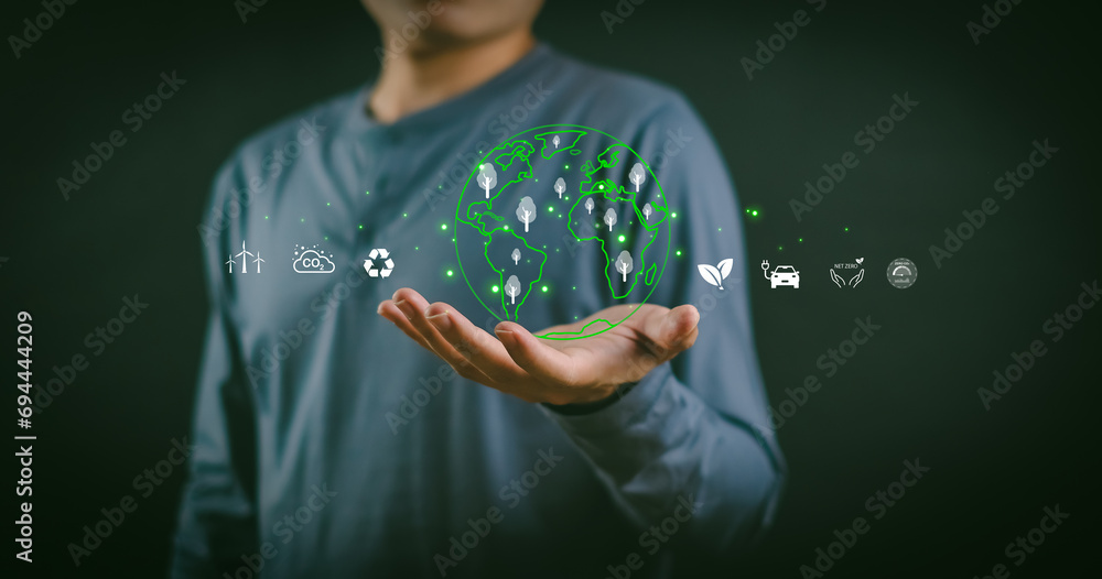 Earth Day Carbon Net Zero Concept Renewable Nature Sustainable Glass ...