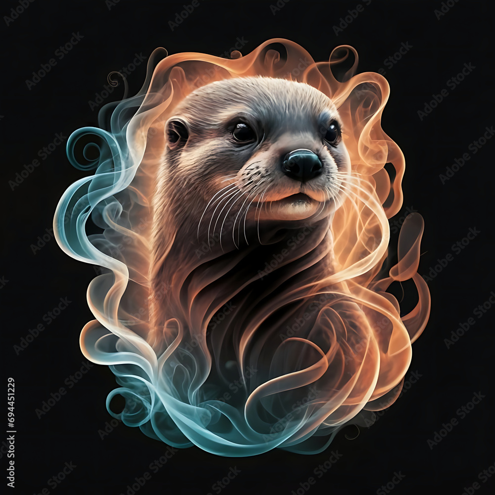 an ethereal and mesmerizing image of an Sea Otter Embrace the styles of ...