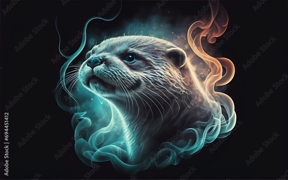 an ethereal and mesmerizing image of an Sea Otter Embrace the styles of ...
