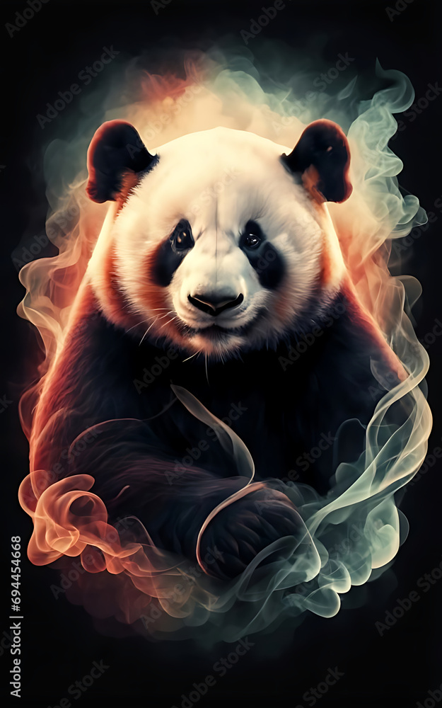 an ethereal and mesmerizing image of an Giant Panda Embrace the styles ...