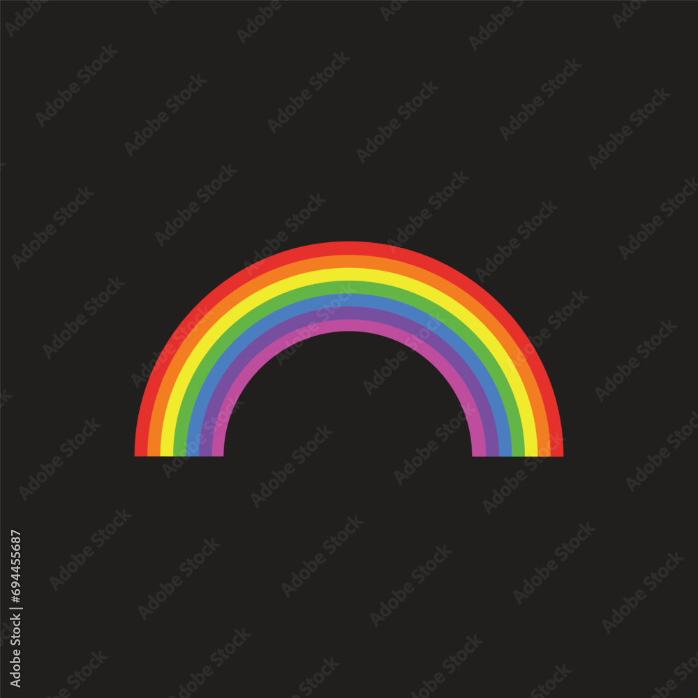 Cartoon rainbow. Colourful rainbows, heart and cloud with rainbow ...