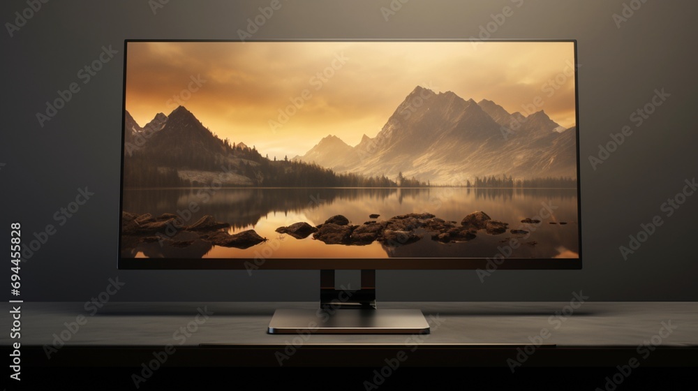 the sleek elegance of a modern computer monitor, its slim bezels and ...