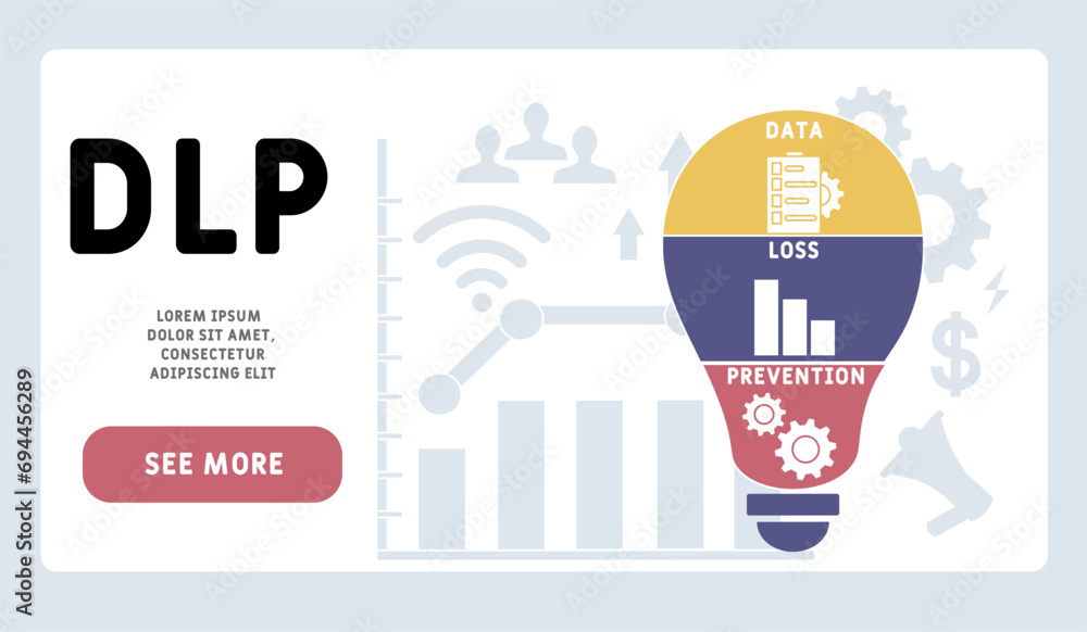 DLP - Data loss prevention acronym. business concept background. vector ...