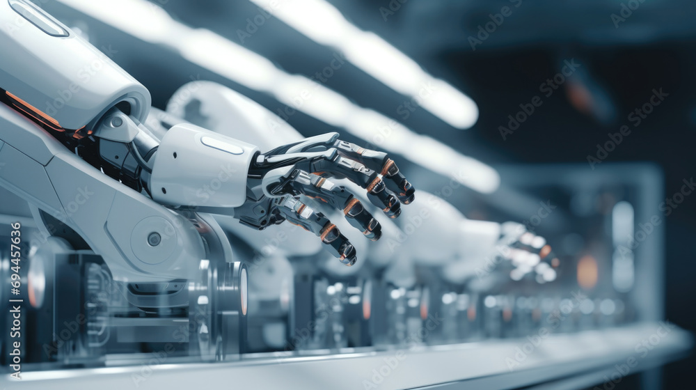 Precision robotic arm in a high-tech setting. Stock Photo | Adobe Stock