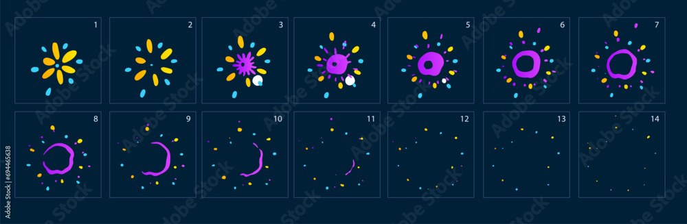 Vecteur Stock Colorful Spark Blat Animation Fireworks Explode Effect