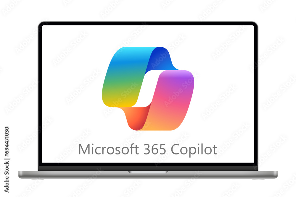 Laptop computer with logo of Microsoft 365 Copilot, laptop device ...