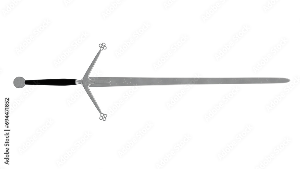 Two-handed Claymore sword isolated on transparent and white background ...