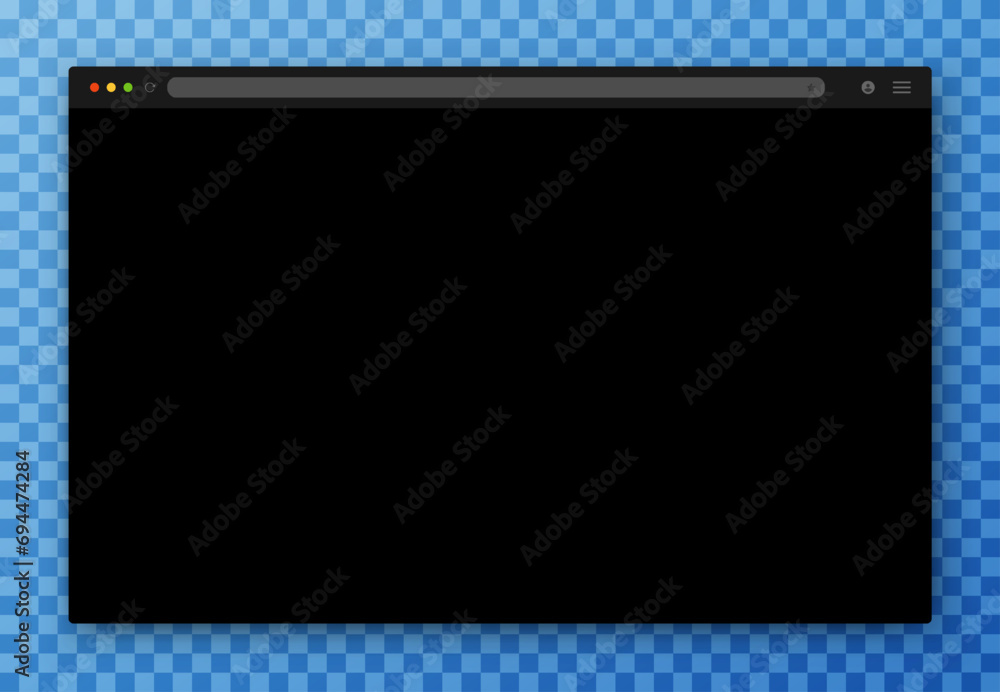 An empty browser window in black on a transparent background. Website ...