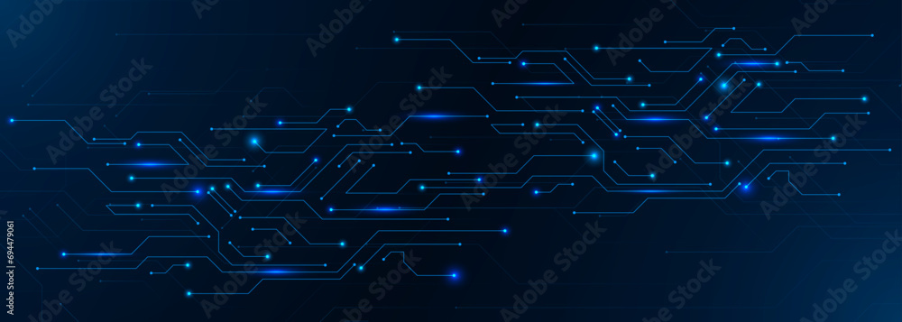 Digital Data moving on Circuit Board and CPU backgrounds. Computer ...