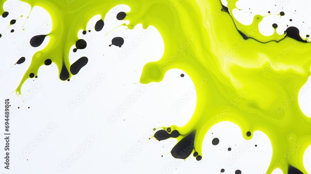 Abstract yellow and green paint splash on white background, an image ...