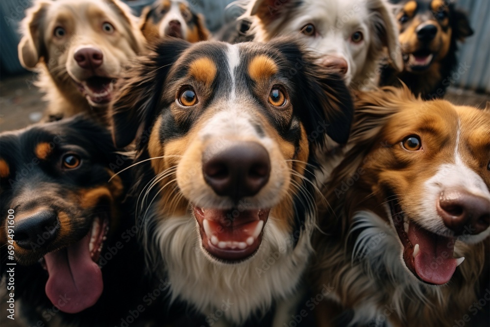 Canine selfie squad Dogs strike a pose with playful charisma Stock ...