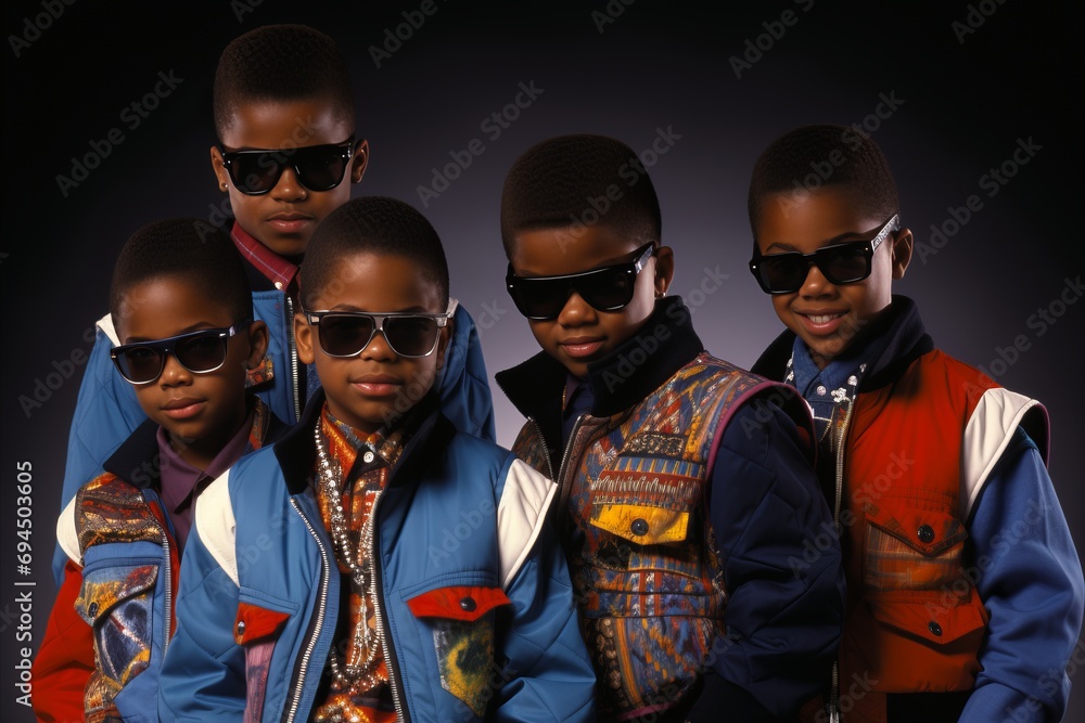 Stylish African-American Teens in 90s Denim Jackets and Sunglasses ...