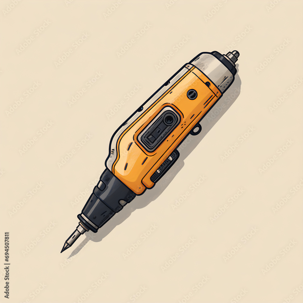 Nostalgic Hand-Drawn Screwdriver Illustration with Thick Lines in ...