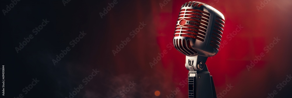 microphone banner design with copy space Stock Photo | Adobe Stock