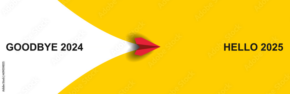 goodbye 2024 hello 2025 flying red airplane.year plan idea concept ...