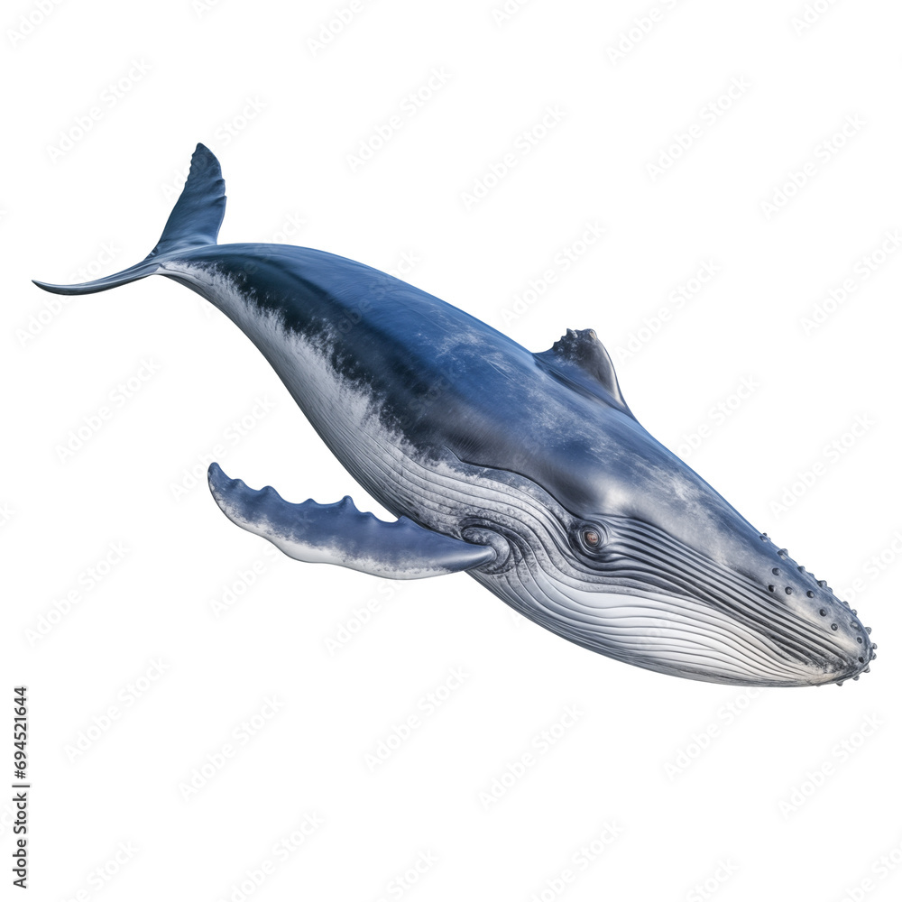 Large humpback whale on a transparent background. Image of a huge blue ...