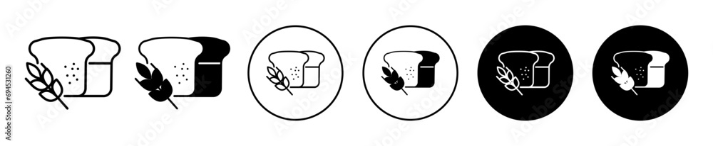 Slice of a wheat bread icon. whole grain wheat flour breakfast of brown ...