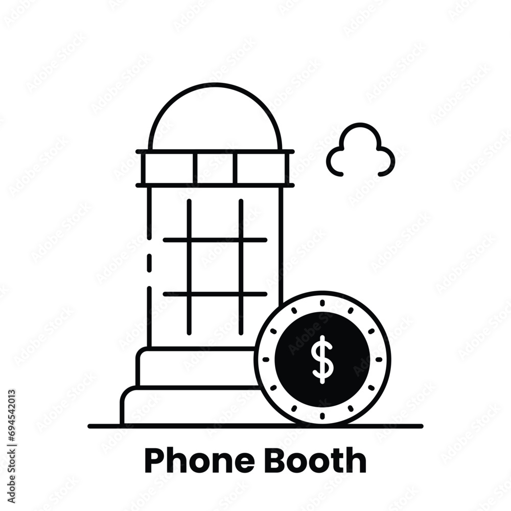 Phone booth icon, mobile app design, minimalistic logo, vector graphics ...