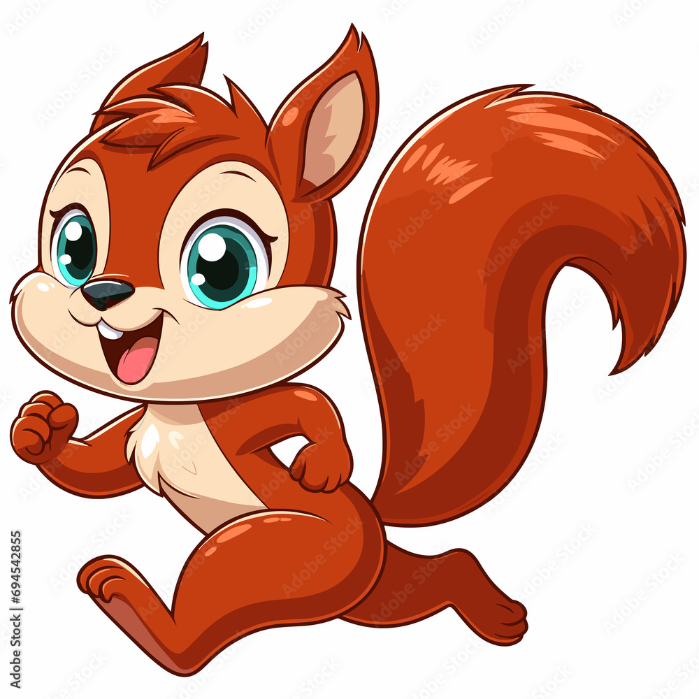 Cartoon happy running squirrel clip art. Illustration with simple ...