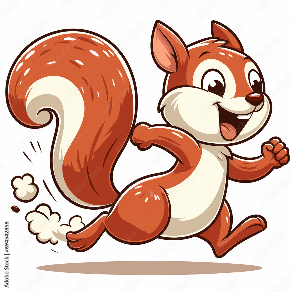Cartoon happy running squirrel clip art. Illustration with simple ...