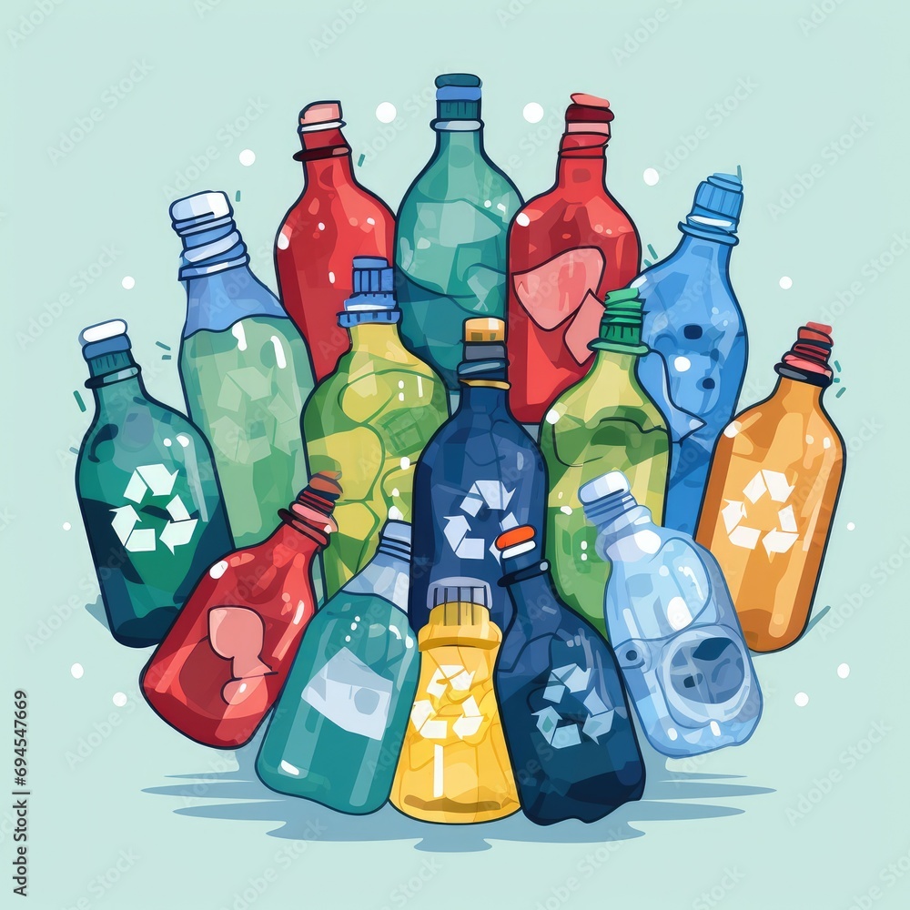 recycle of plastic bottles vector illustrations, Sustainability ...