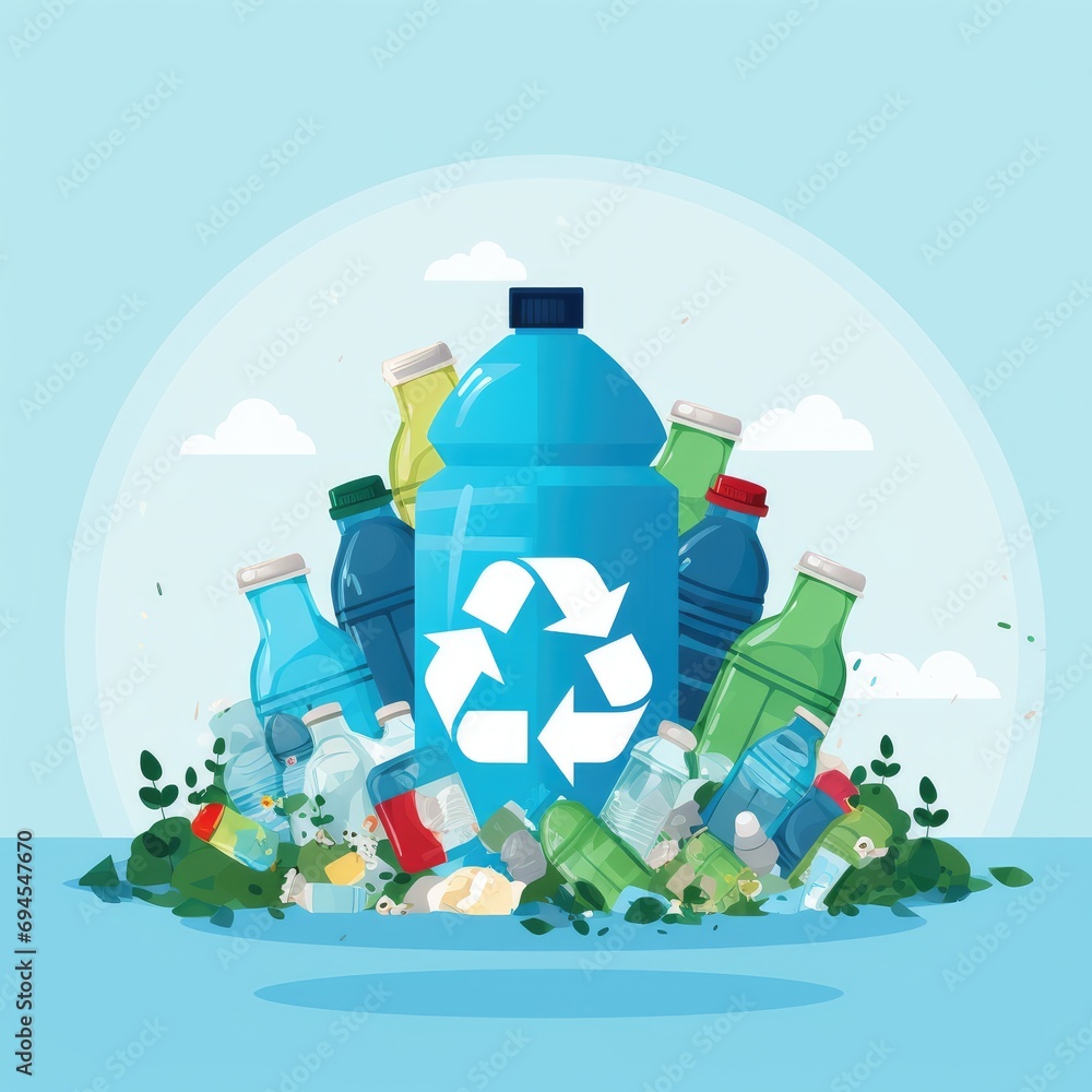 recycle of plastic bottles vector illustrations, Sustainability ...