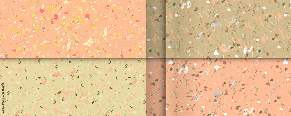 Set seamless terrazzo patterns on new Peach Fuzz color 2024. Pattern ...