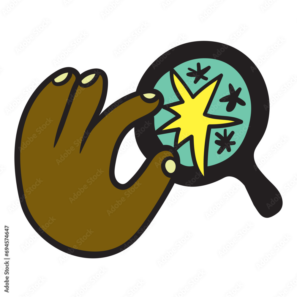 hand in vector.business search icon in doodle style. linear ...