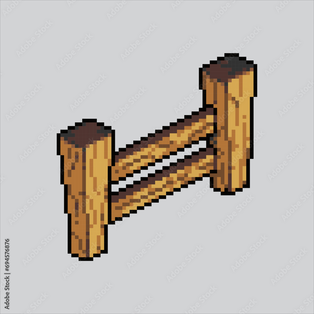 Pixel art illustration Wooden Fence. Pixelated Wooden Fence. Farm ...