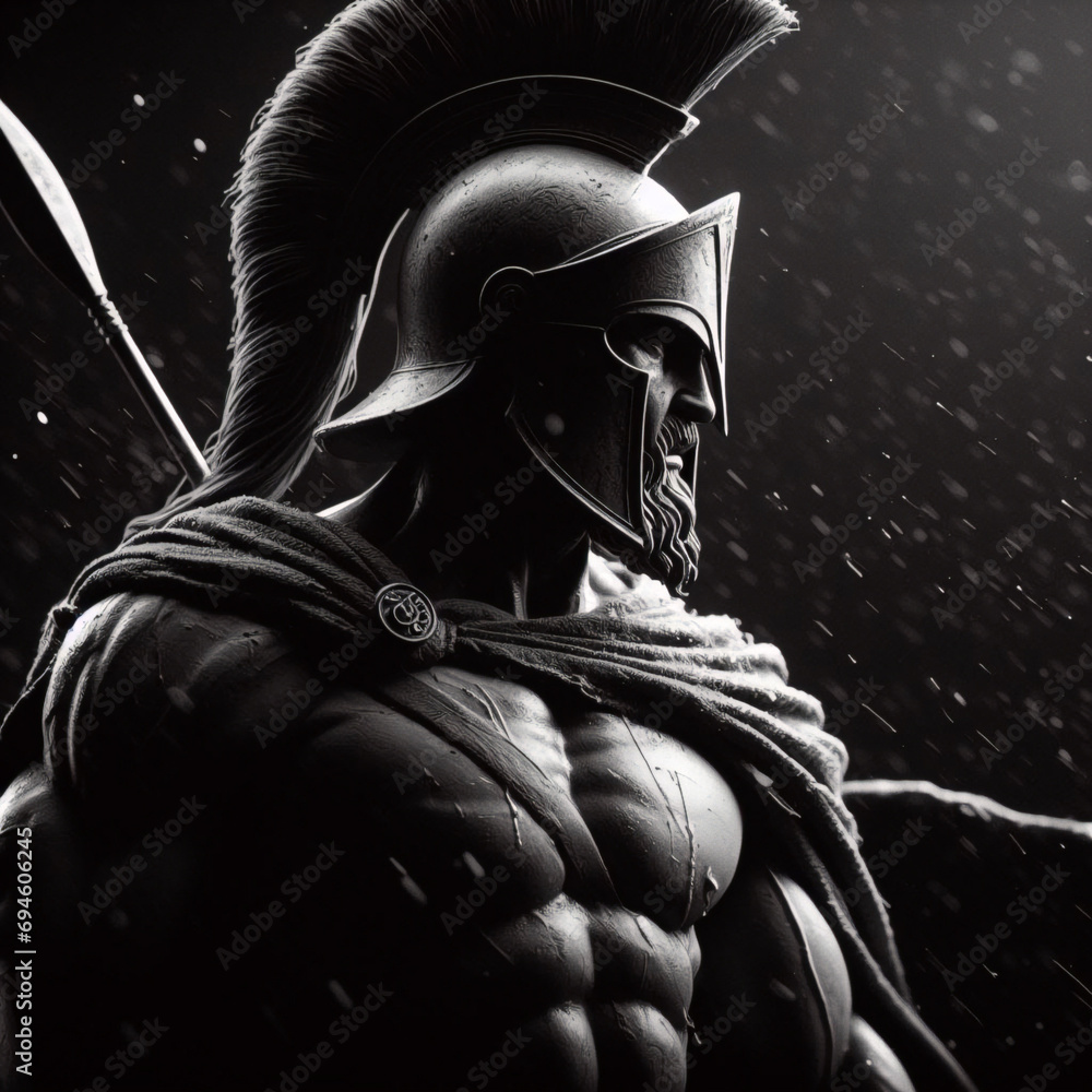 Spartan warrior in battle formation, army of ancient Greek soldier in ...