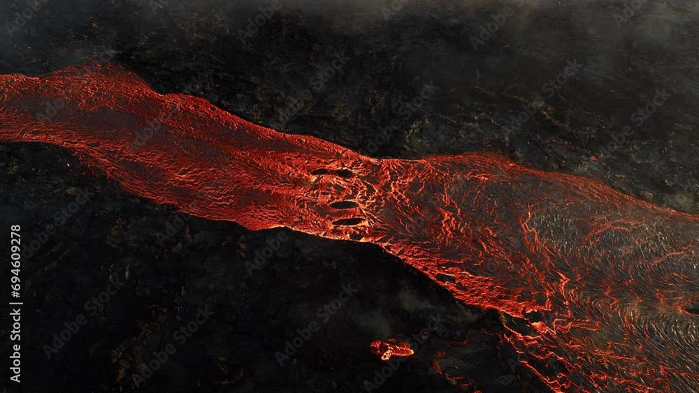 Vidéo Stock Branching lava stream from volcano eruption in Iceland 2023 ...