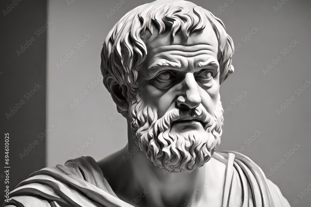 Aristotle bust sculpture, the Greek philosopher. Illustration of the ...