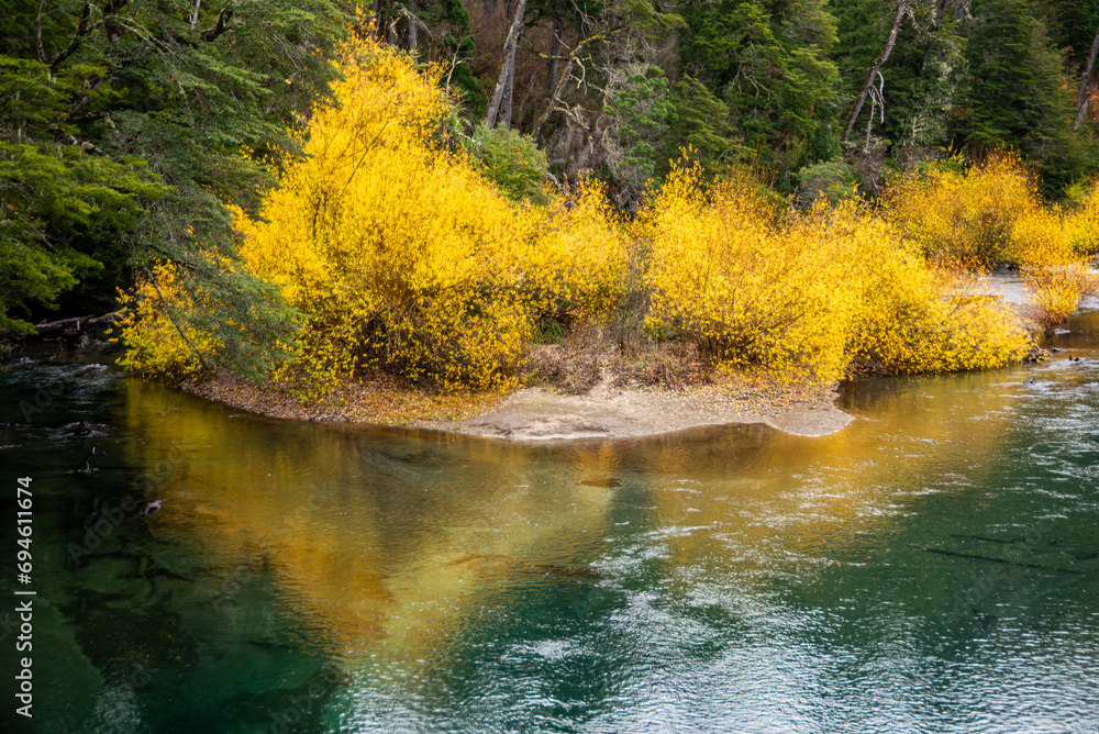 View of the Ruca Malén River that crosses the section of Route 40 that ...