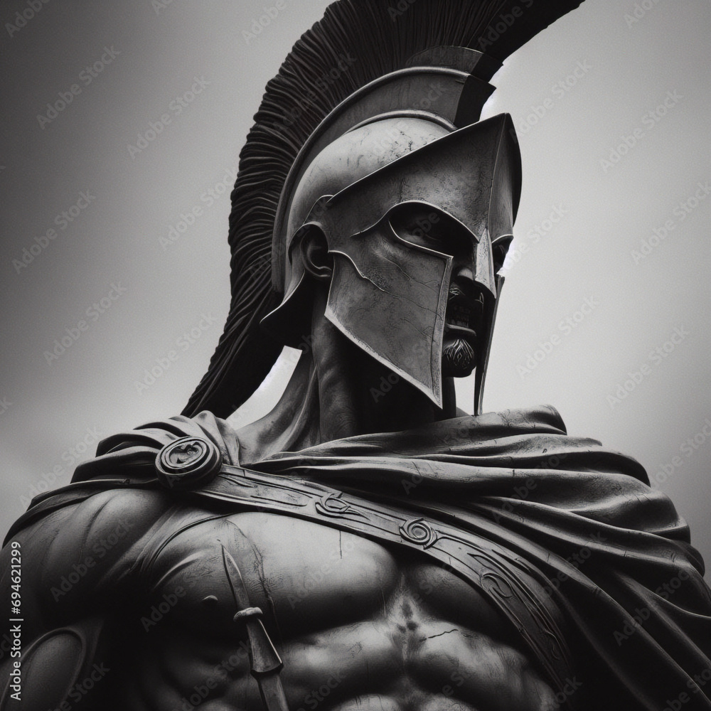 Spartan warrior in armor with shield, antique Greek military soldier ...