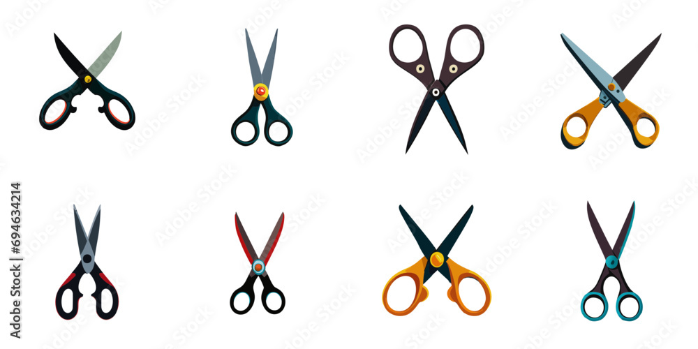 Vector illustration of multiple scissors Stock Vector | Adobe Stock