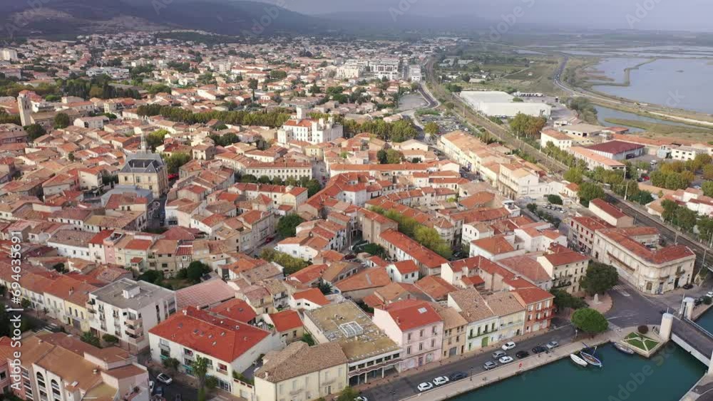 Vidéo Stock Bird's eye view of Frontignan, south France. Residential ...