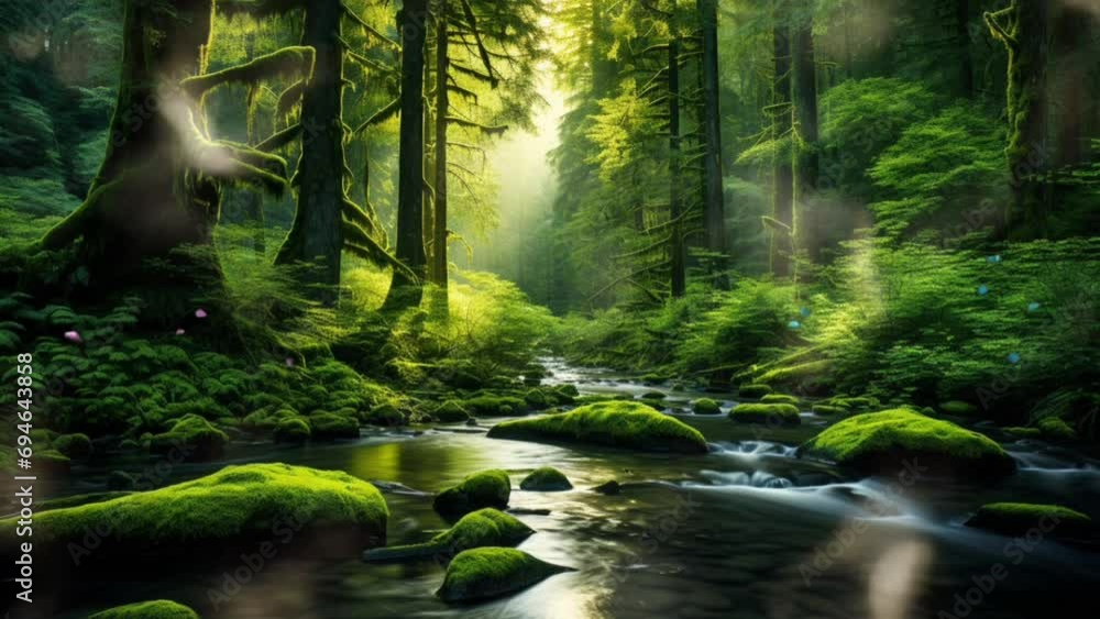 Vidéo Stock A beautiful natural landscape in the forest with a lake ...