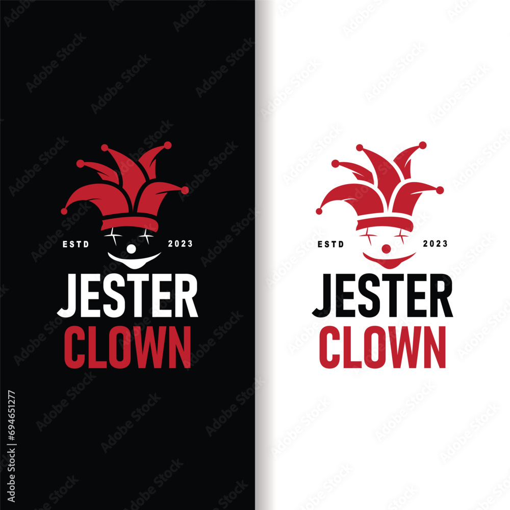Simple illustration template jester hat logo minimalist joker clown ...