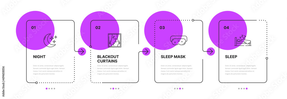 Sleep theme, step process infographics. Insomnia and healthy sleep ...