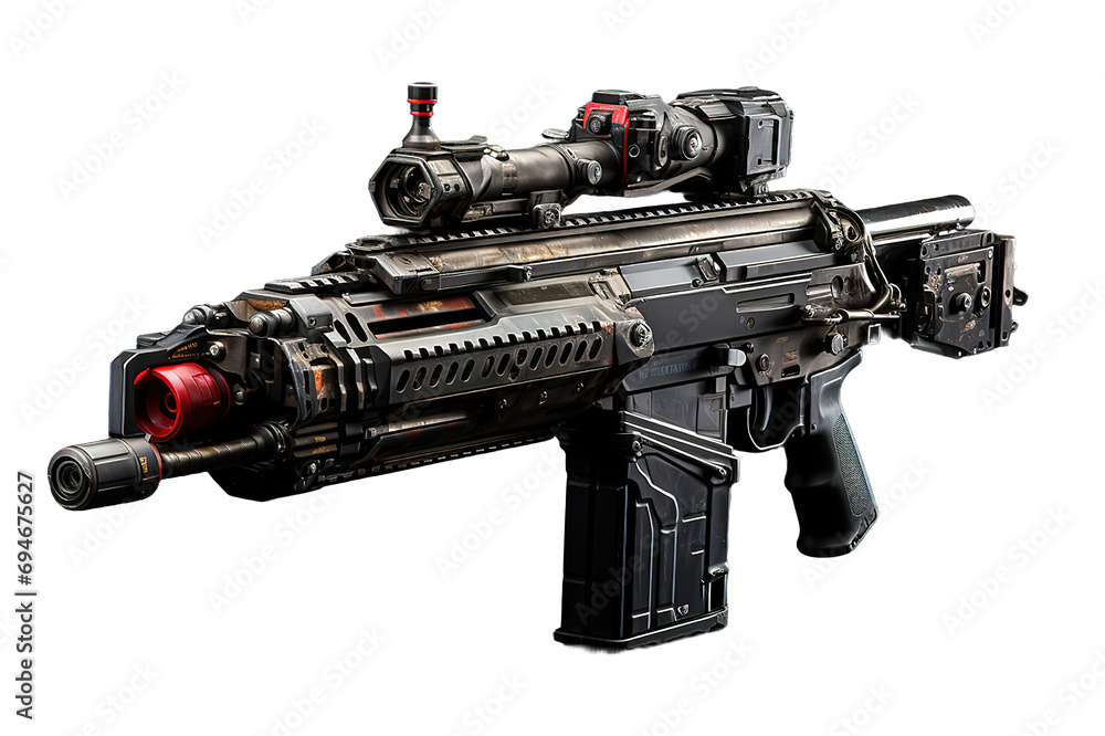 3d rendering miltary machine gun with optical vision isolated on PNG ...