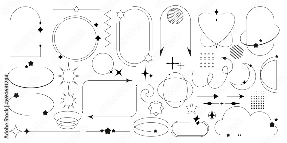 Y2k line frame and border for 2000s design. Simple outline vector ...