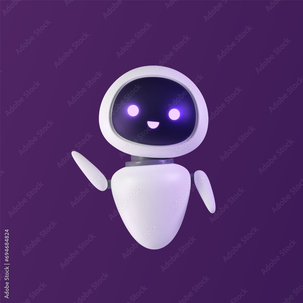 3D artificial intelligence chat bot. Friendly neural network robot ...