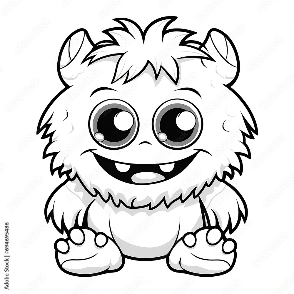 Cute cartoon monster coloring page for kids. Simple animal coloring ...