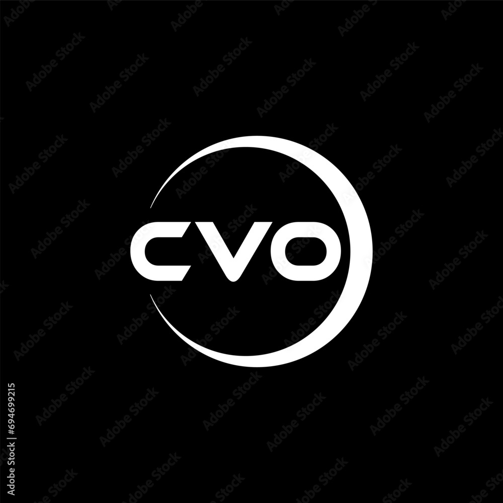 Vettoriale Stock CVO letter logo design with black background in ...