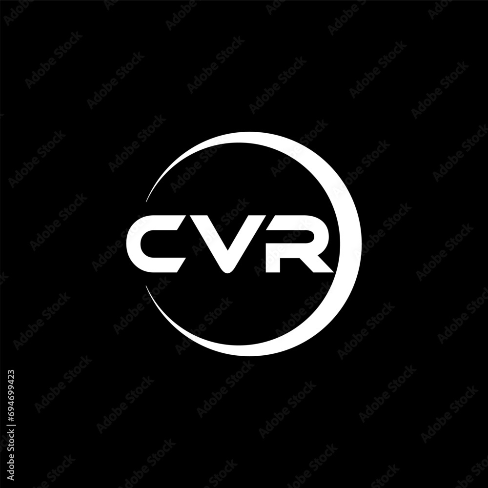CVR letter logo design with black background in illustrator, cube logo ...