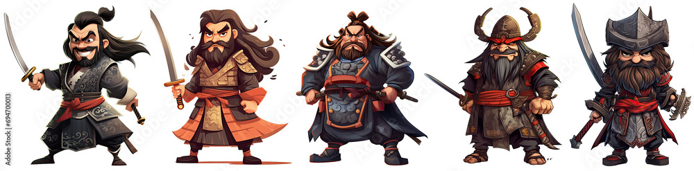 Japanese samurai bushi warrior full figure. Army Cartoon character ...