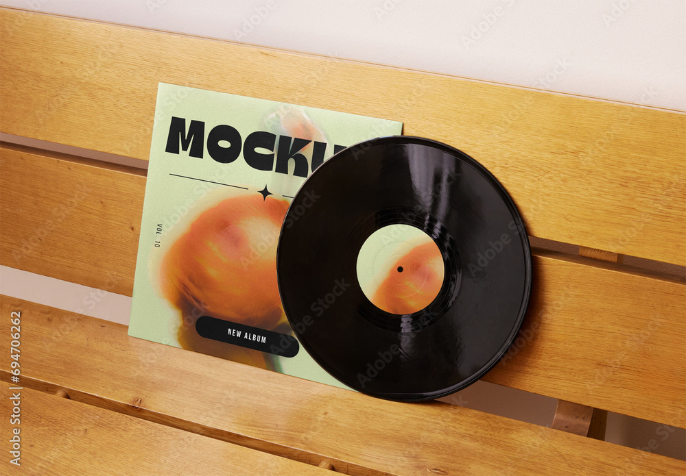 Mockup of customizable LP vinyl album cover and label Stock Template ...