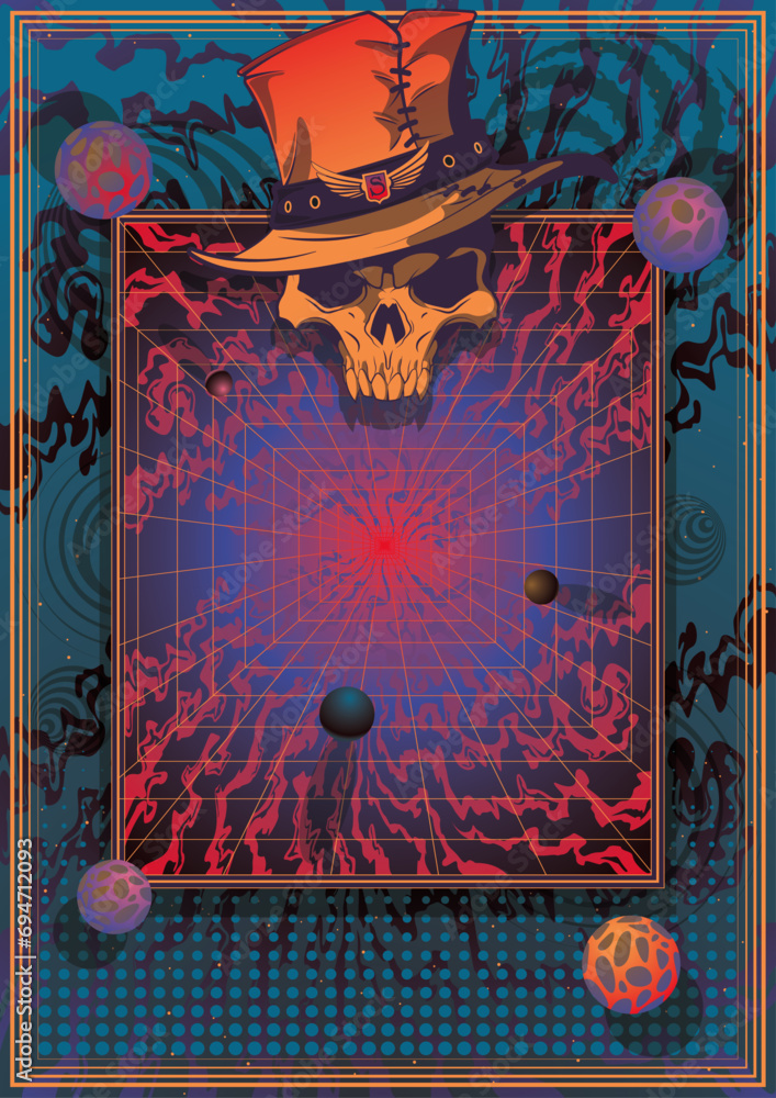 Abstract Poster Template, Angry Skull in Ancient Robber's Hat ...